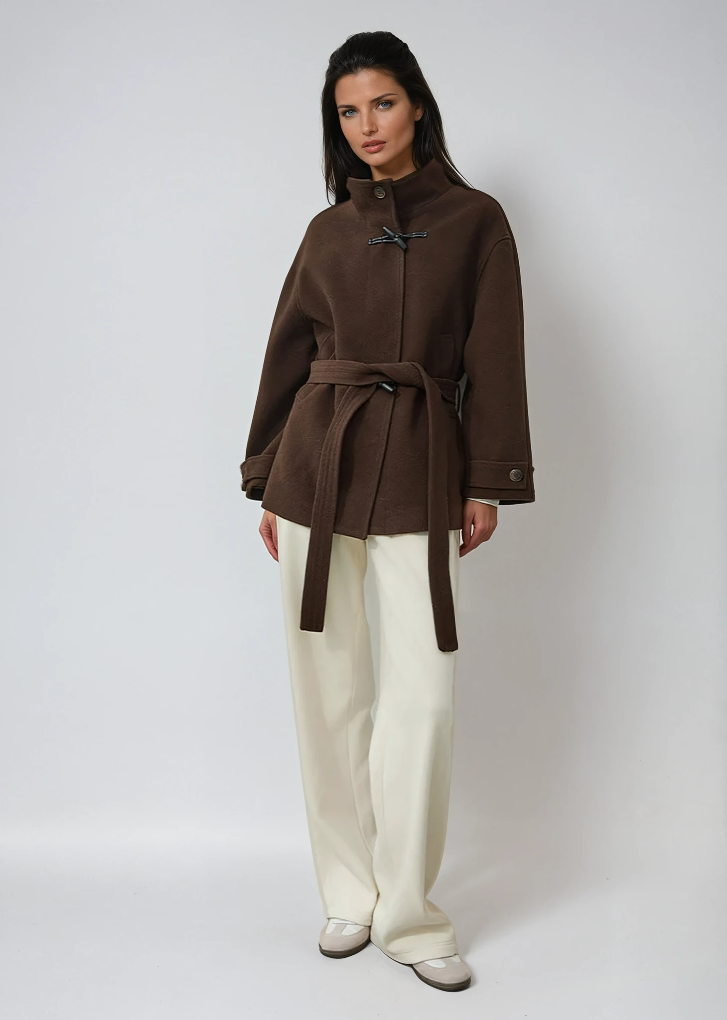 Classic Wool Toggle Coat with Belted Waist – Merveille